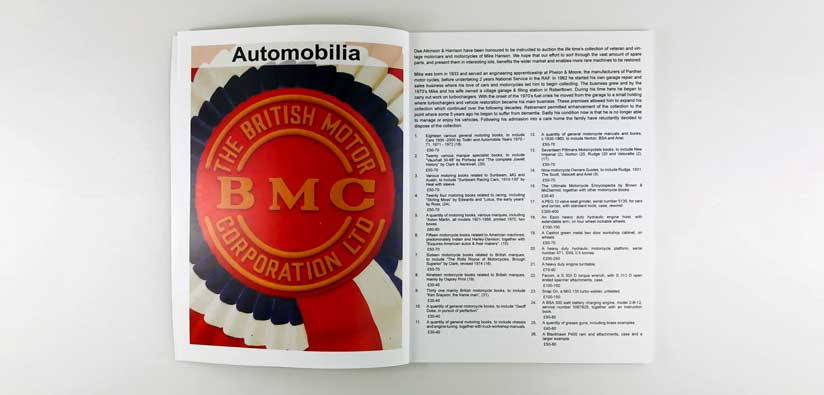 Auction House catalogue printing for Dee Atkinson Harrison classic cars