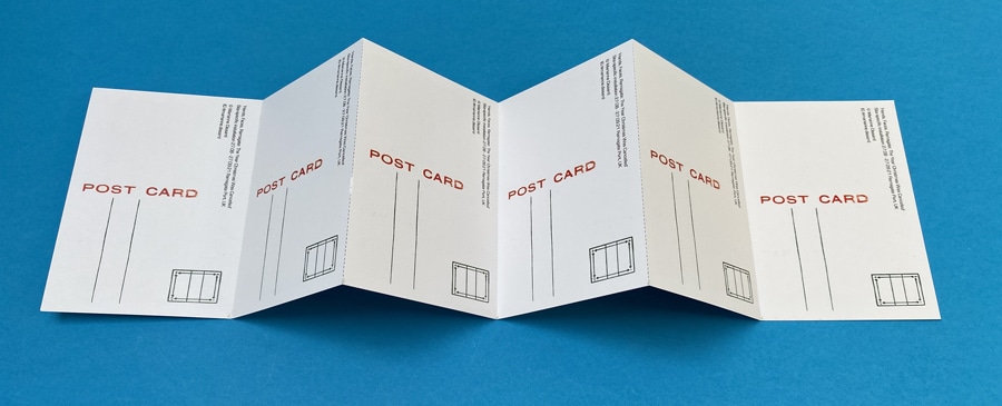 Concertina Folded Postcards with Perforation for Marianne Dissard